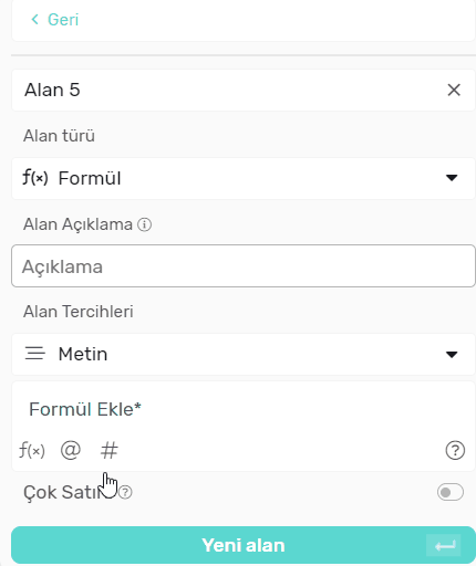 Workiom Yardım Merkezi | Formül